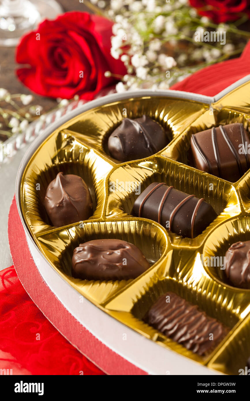 Fancy Box of Gourmet Chocolates for Valentine's Day Stock Photo - Alamy