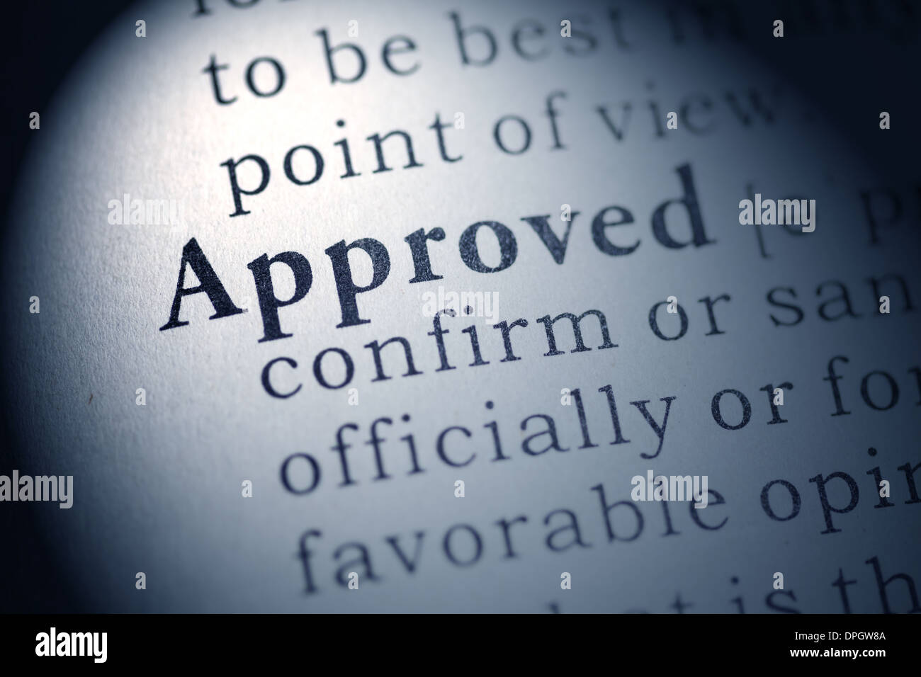 Fake Dictionary, Dictionary definition of the word approved Stock Photo ...