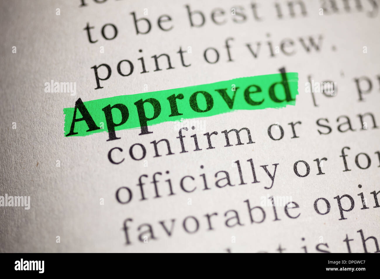 Fake Dictionary, Dictionary definition of the word approved Stock Photo ...