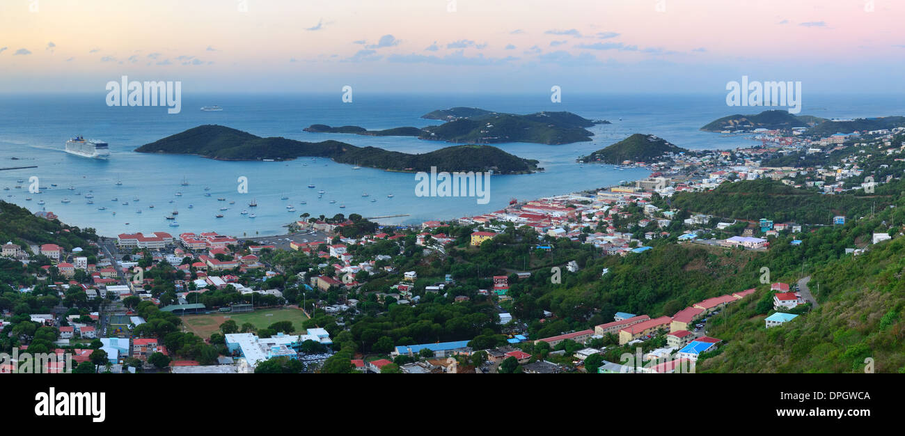 Virgin Islands St Thomas sunrise panorama with colorful cloud ...