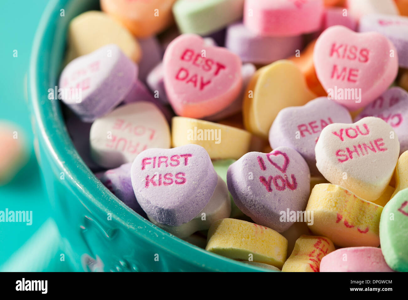 Colorful Candy Conversation Hearts for Valentine's Day Stock Photo - Alamy