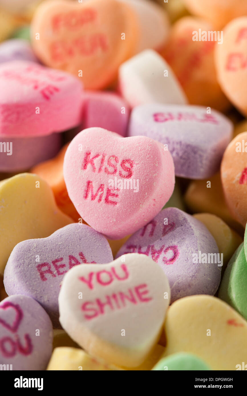 Colorful Candy Conversation Hearts for Valentine's Day Stock Photo - Alamy