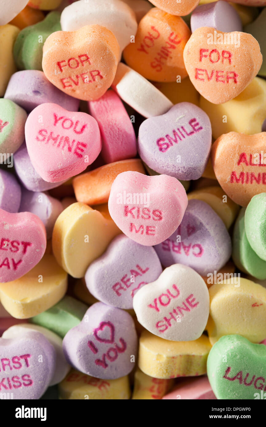 Colorful Candy Conversation Hearts for Valentine's Day Stock Photo - Alamy