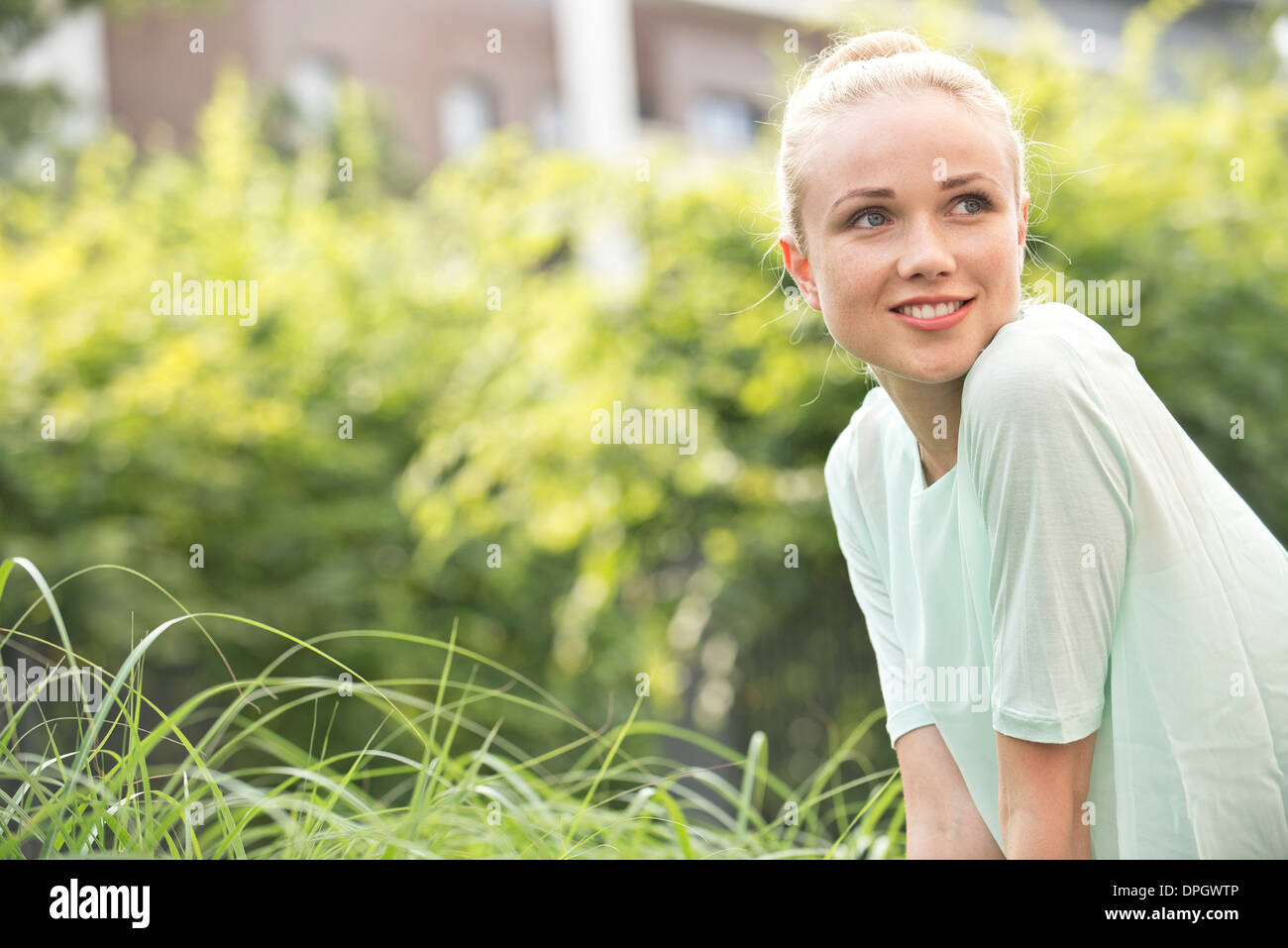 Woman leans back hi-res stock photography and images - Alamy