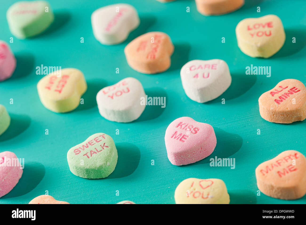 Colorful Candy Conversation Hearts for Valentine's Day Stock Photo - Alamy