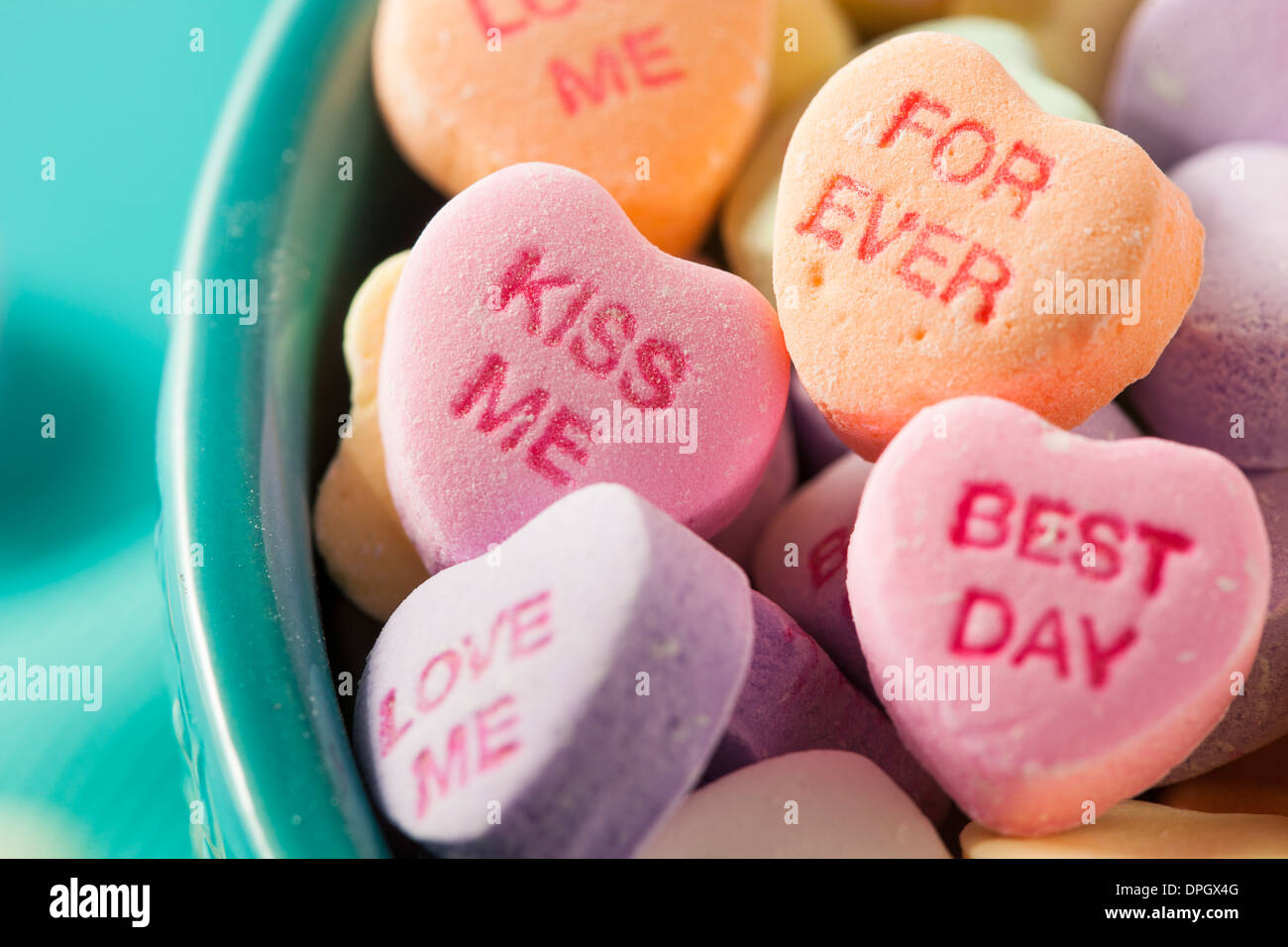 Colorful Candy Conversation Hearts for Valentine's Day Stock Photo - Alamy
