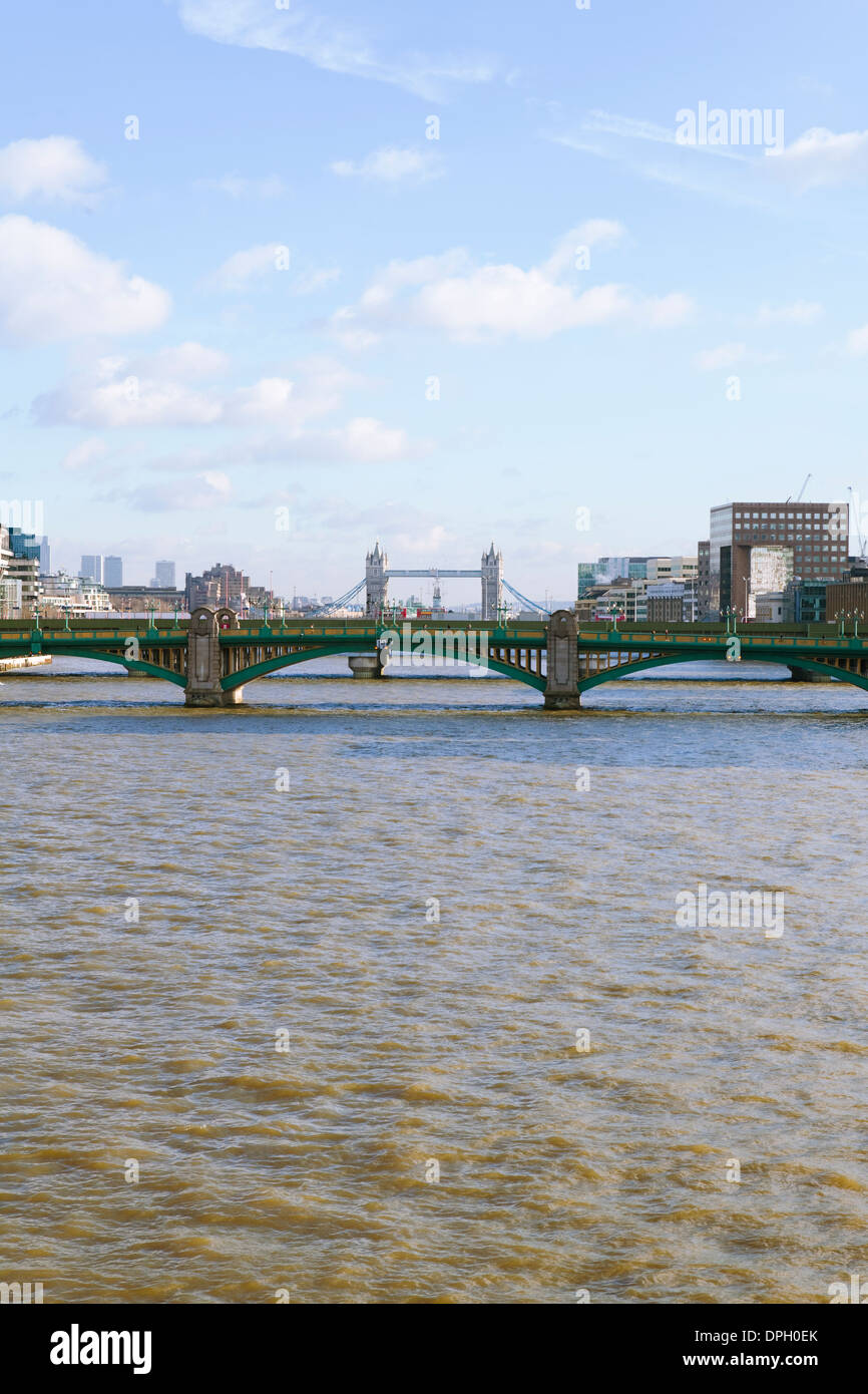 Southwark Bridge and Tower Bridge, from the Millennium Bridge, River ...