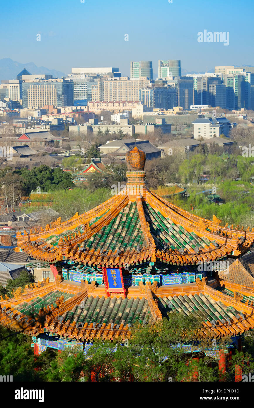 Beijing architecture and city skyline in the morning with blue sky ...