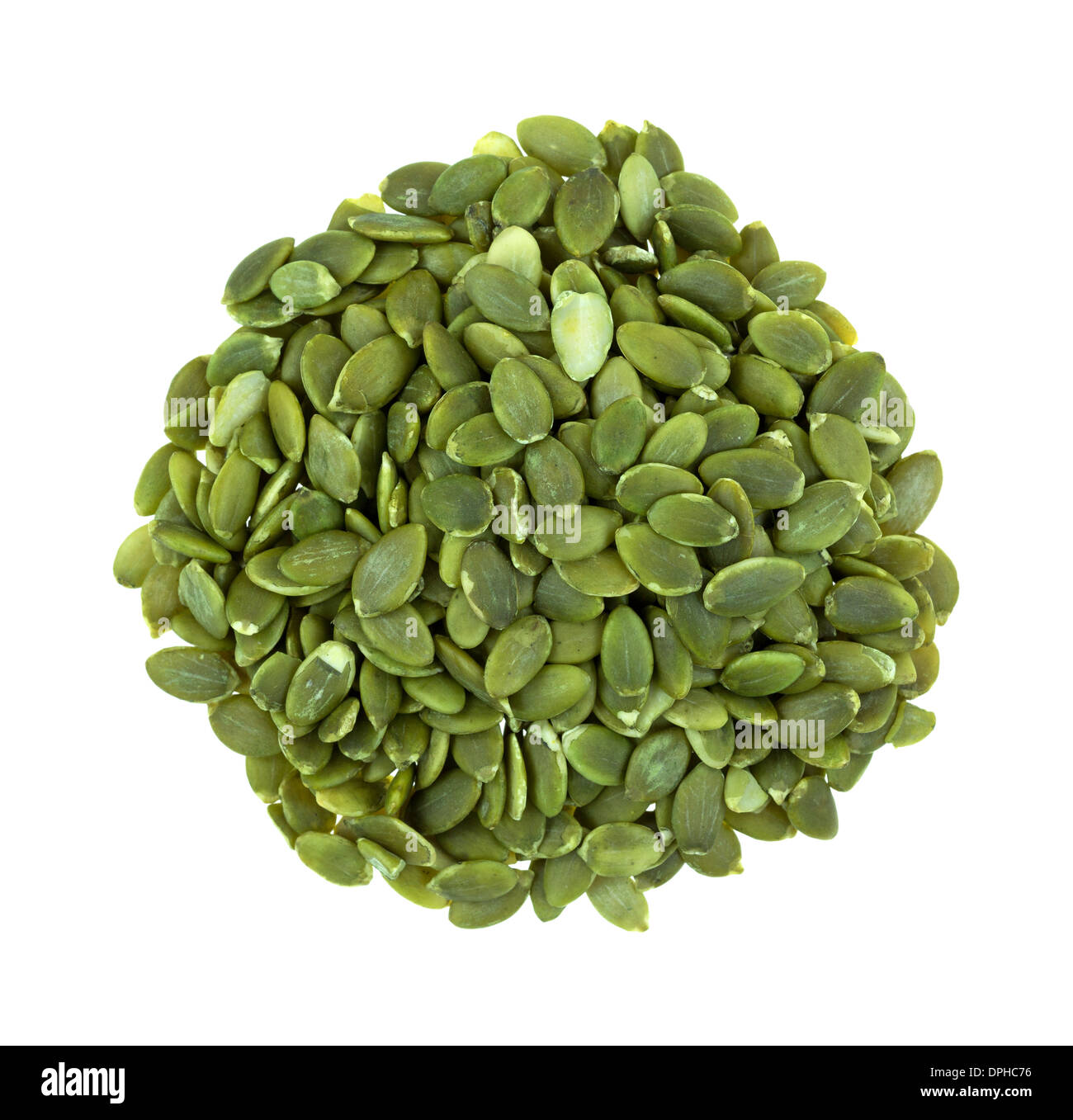 Top view of a pile of green pepitas on a white background Stock Photo ...