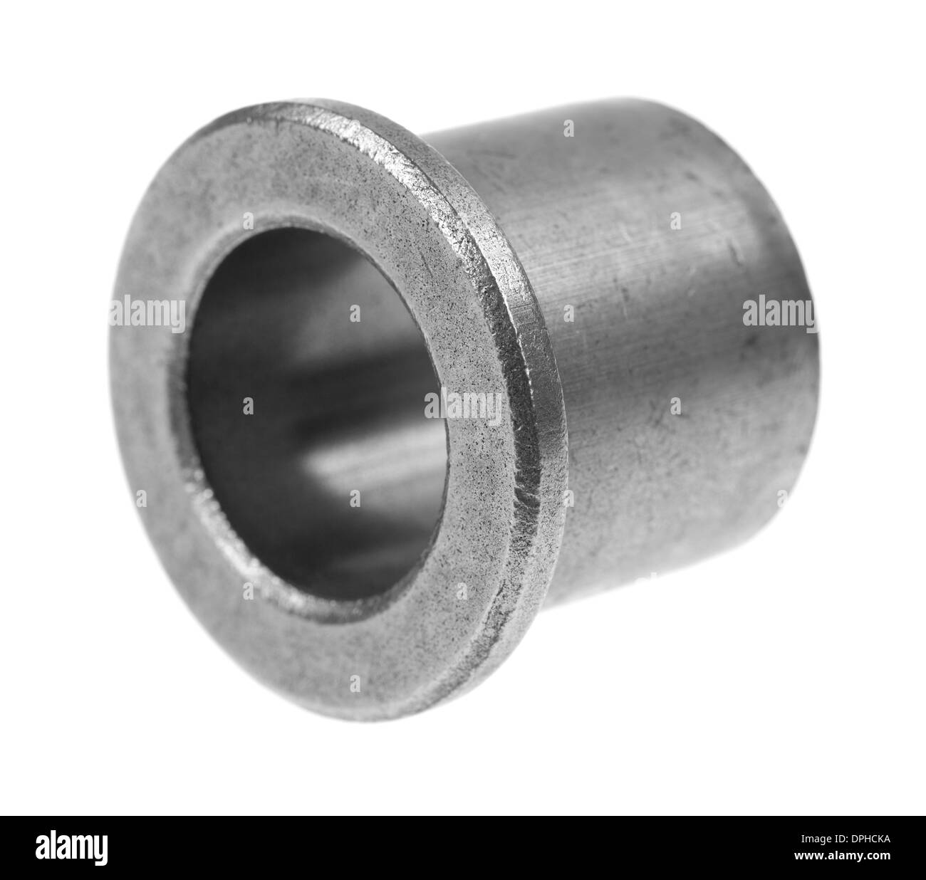 Side view of a metal transmission slide shoe on a white background ...