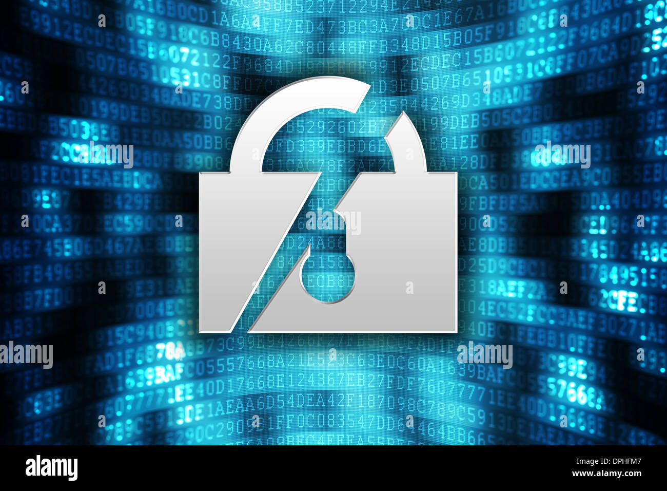 Cracked Encryption. Digital Safety Concept Illustration. Cracked Lock ...