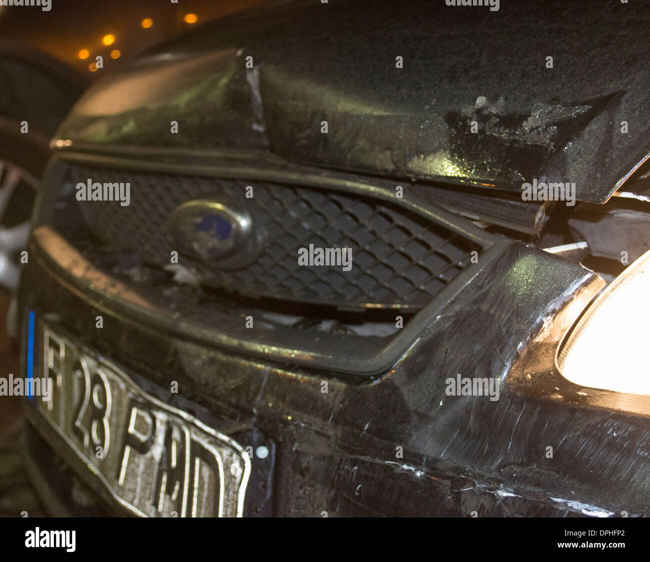 Car bonnet accident in Bucharest, Romania Stock Photo - Alamy