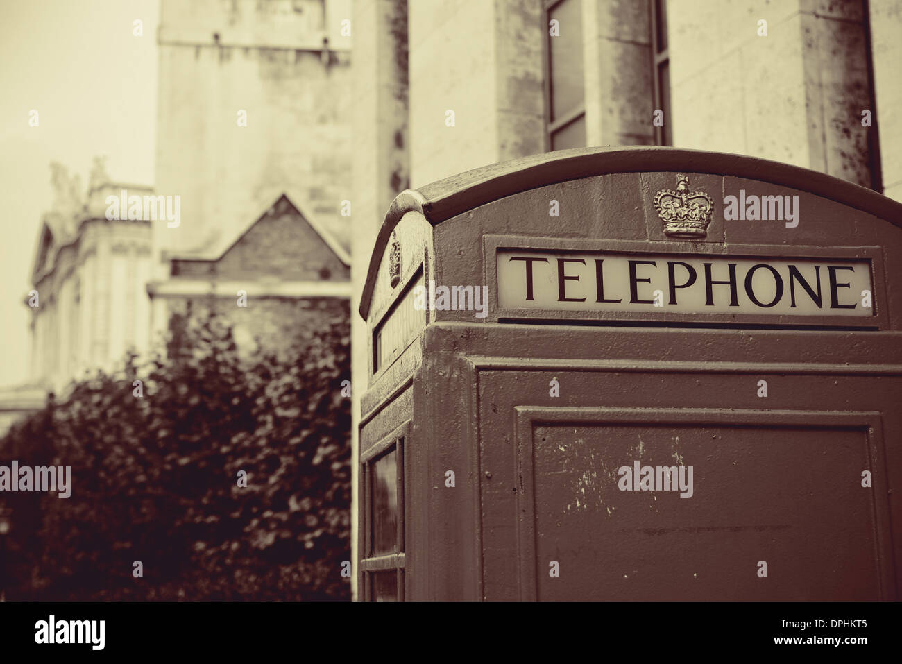 telephone booth in street with historical architecture in London Stock ...