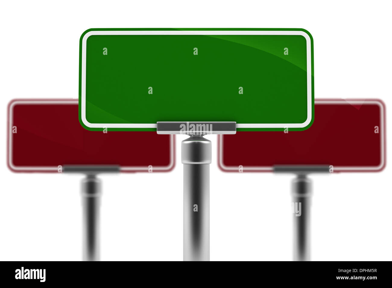 Green Sign in Front of Red Signs. Illustration Isolated on White Stock ...