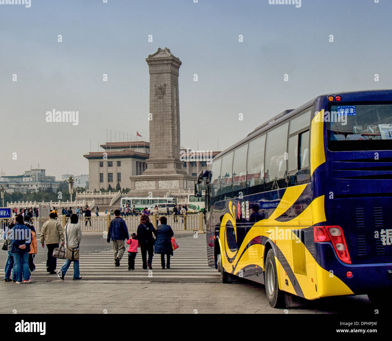 Beijing, China. 26th Oct, 2006. Sightseers from a tourist bus in famed ...