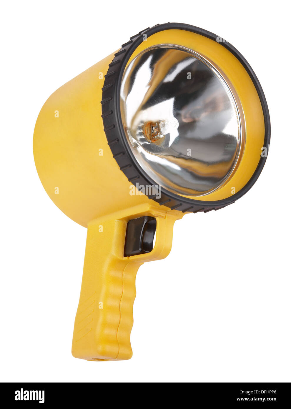 big yellow flashlight isolated on white background Stock Photo - Alamy