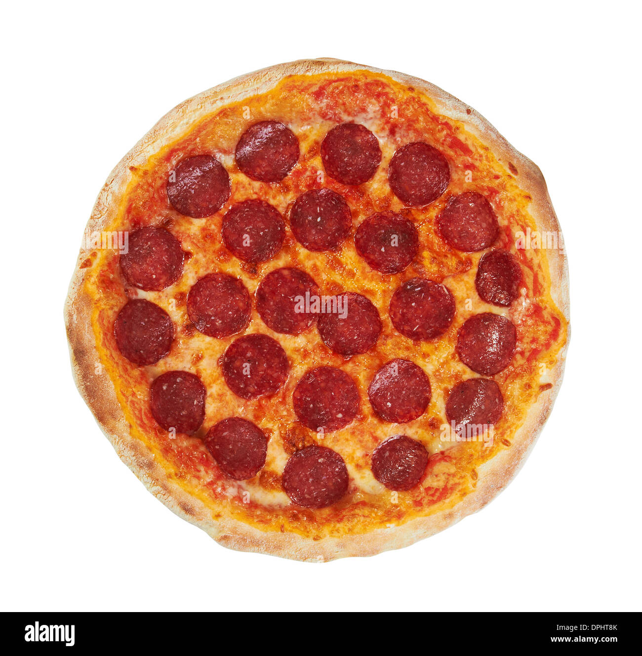 Pepperoni Pizza from the top, isolated on white background Stock Photo ...