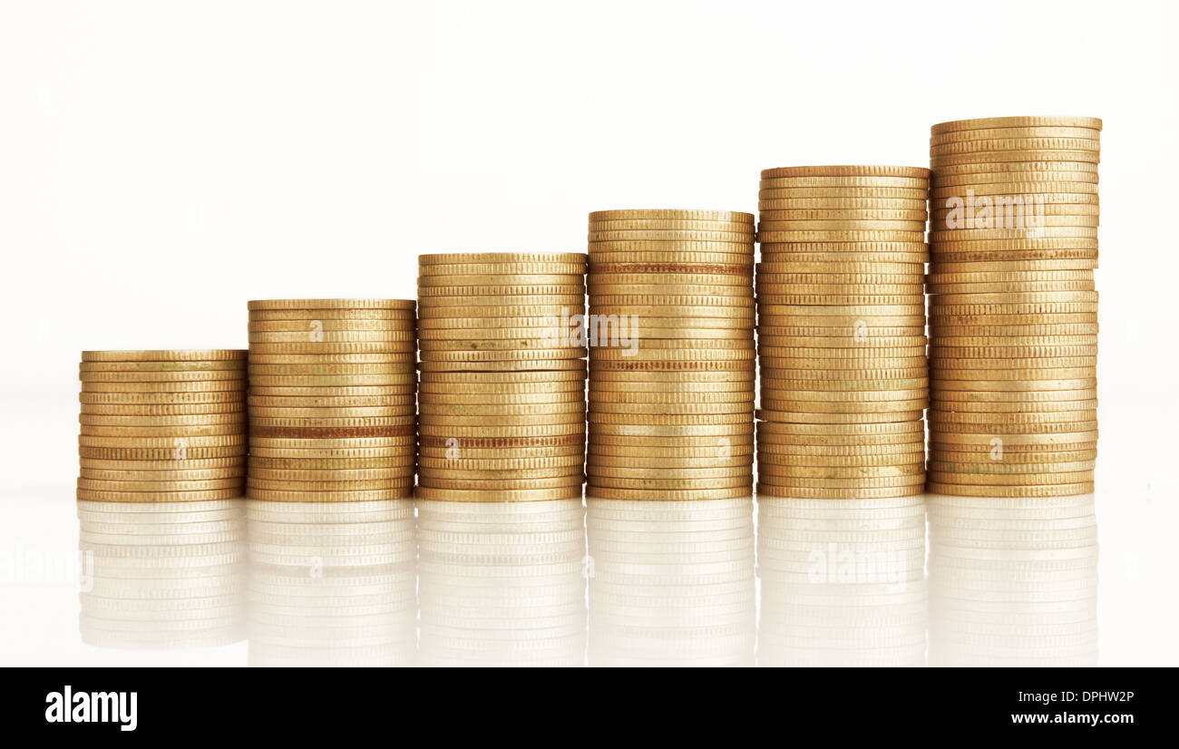 gold coin stack isolated on white Stock Photo - Alamy
