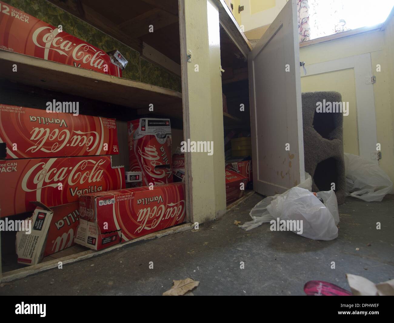 Portland, Maine, 00, . 19th Aug, 2013. Stack of coca cola boxes in ...