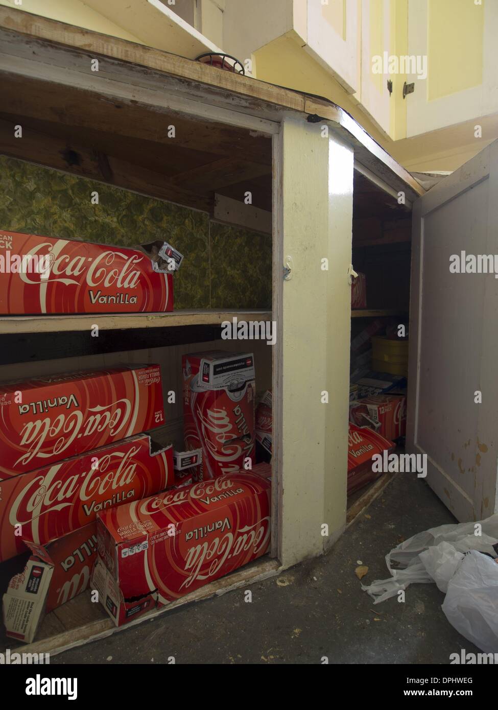 Portland, Maine, 00, . 19th Aug, 2013. Stack of coca cola boxes in ...