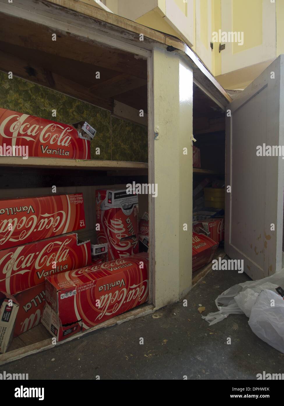 Portland, Maine, 00, . 19th Aug, 2013. Stack of coca cola boxes in ...