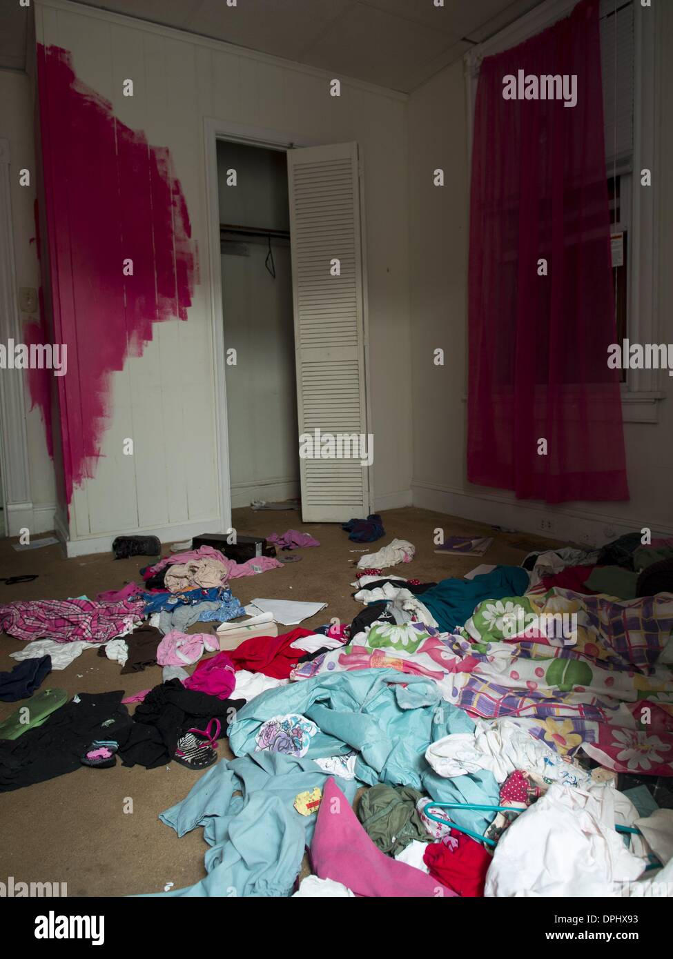 Richmond, Virginia, USA. 30th Sep, 2013. Messy domestic room with ...