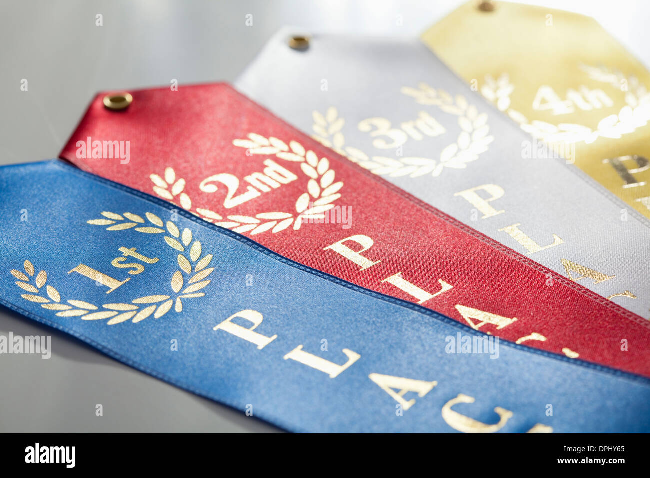 Colorful winning ribbons Stock Photo - Alamy