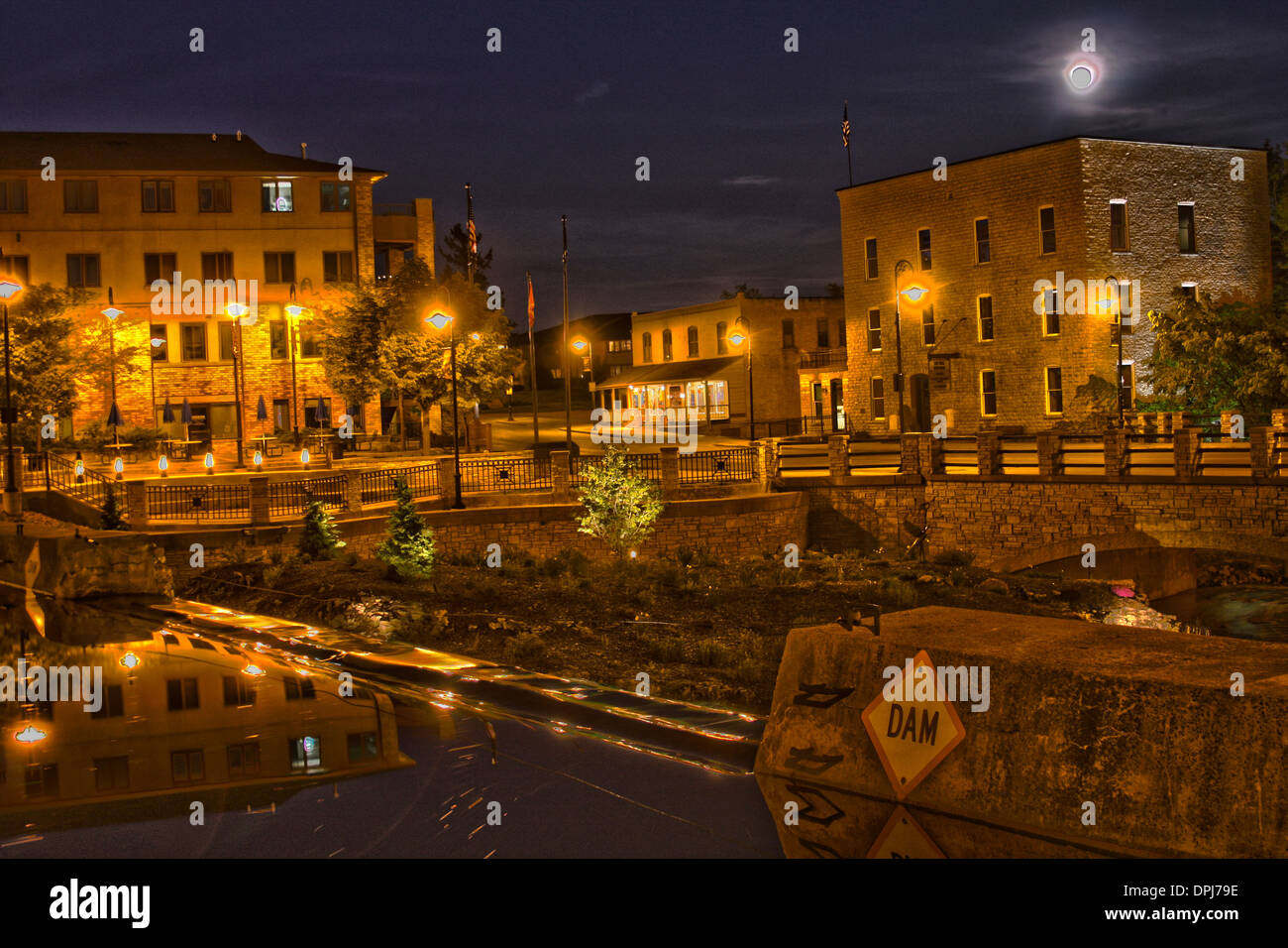 Menomonee River flowing over dam Wisconsin Stock Photo - Alamy