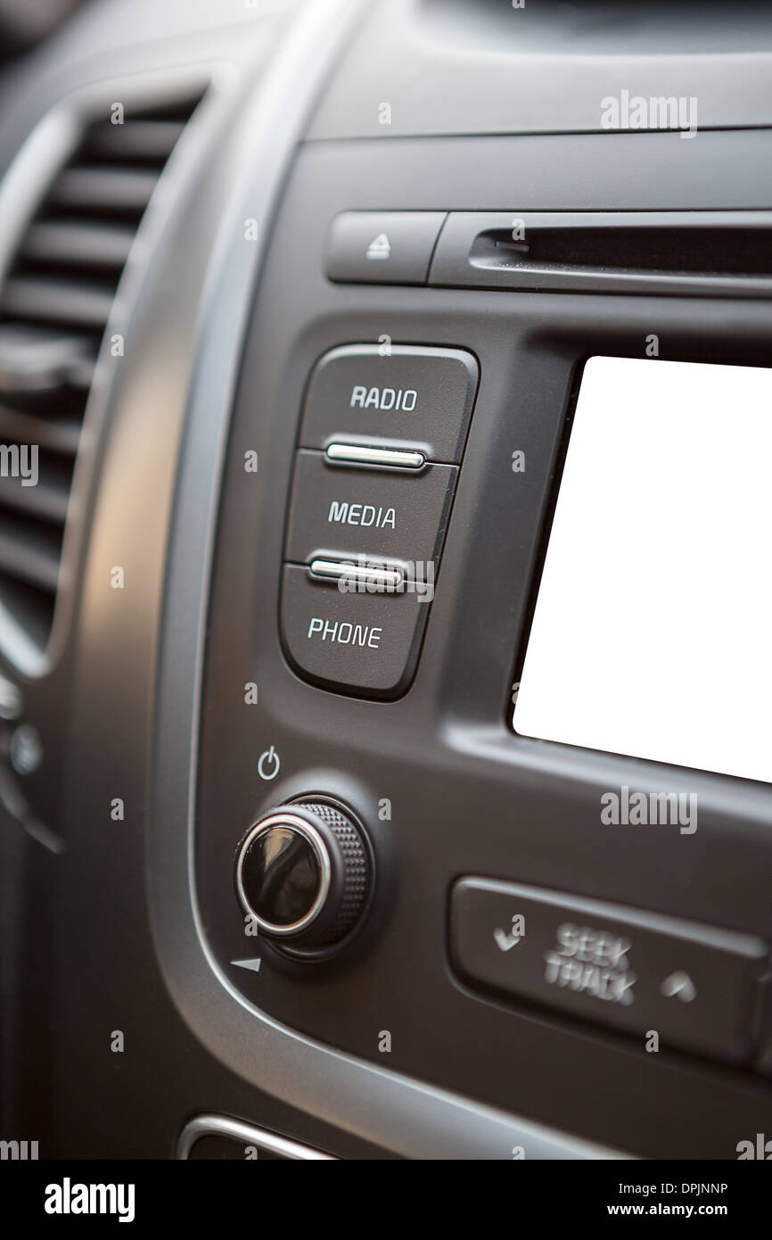 Car dashboard with isolated white lcd screen Stock Photo - Alamy