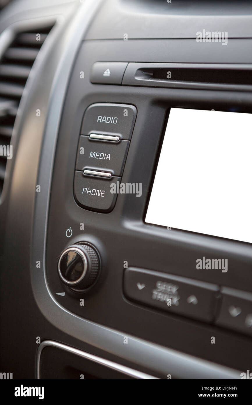 Car control panel with a cutout display with white clear background ...