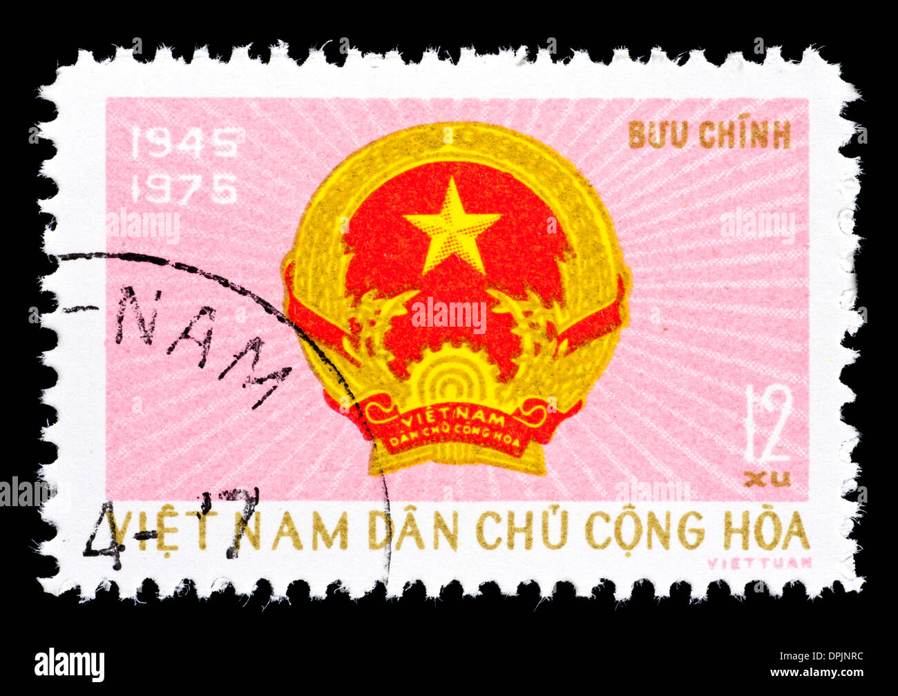 Postage stamp from Vietnam depicting the national arms. issued for the ...