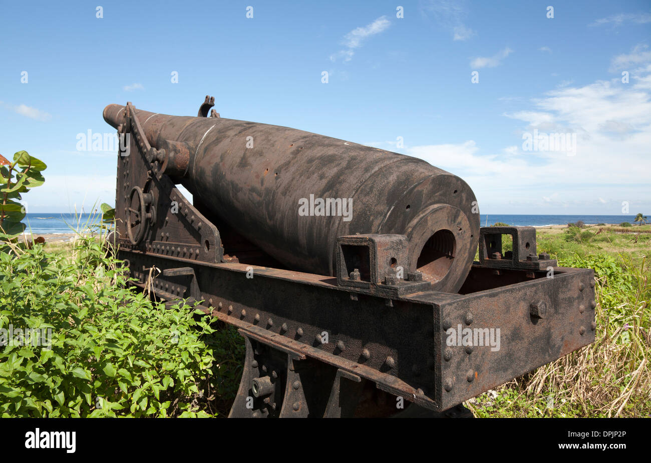 Rusting coast artillery cannons dating from the 1870s guarding the ...