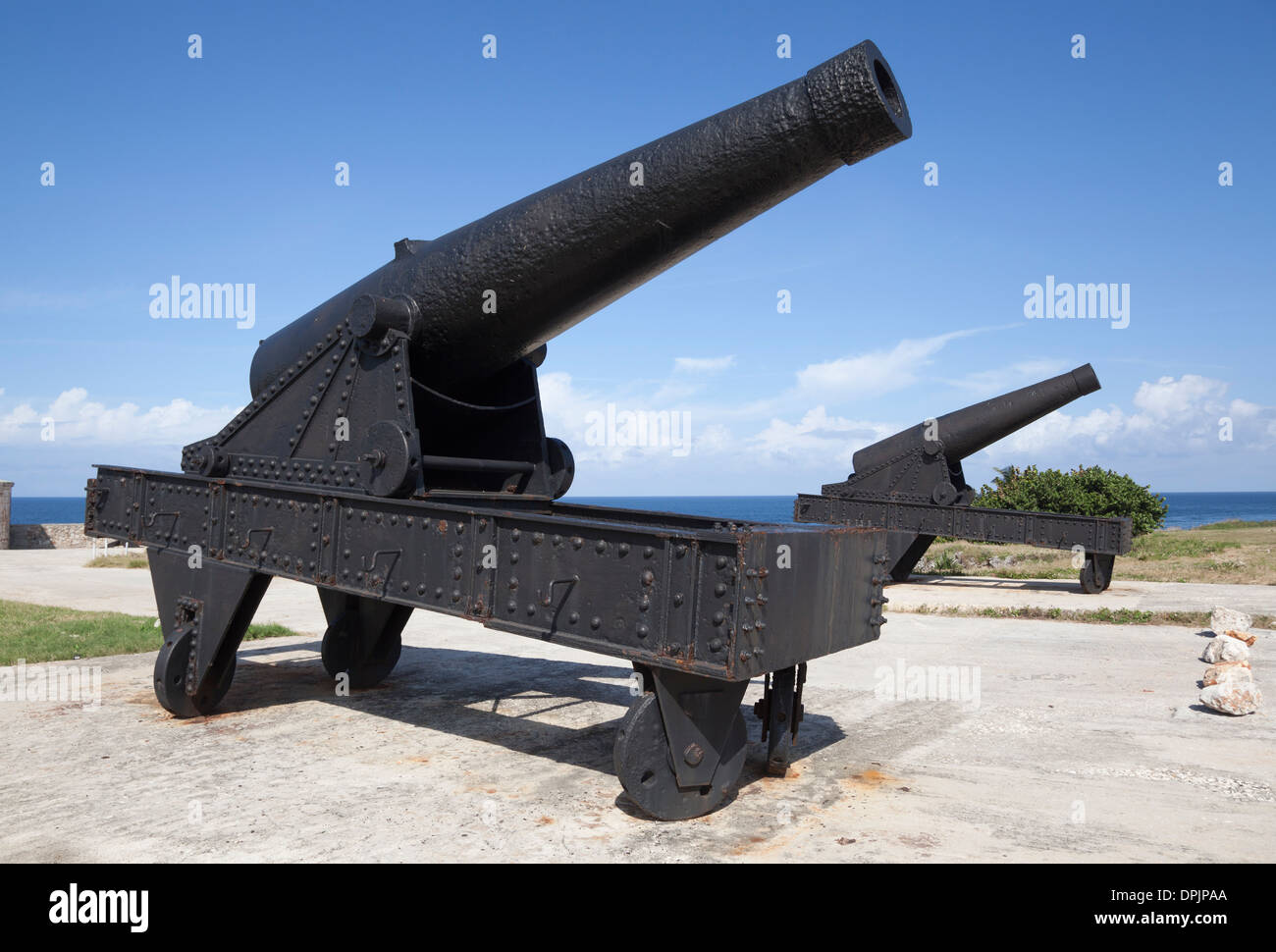 Rusting coast artillery cannons dating from the 1870s guarding the ...