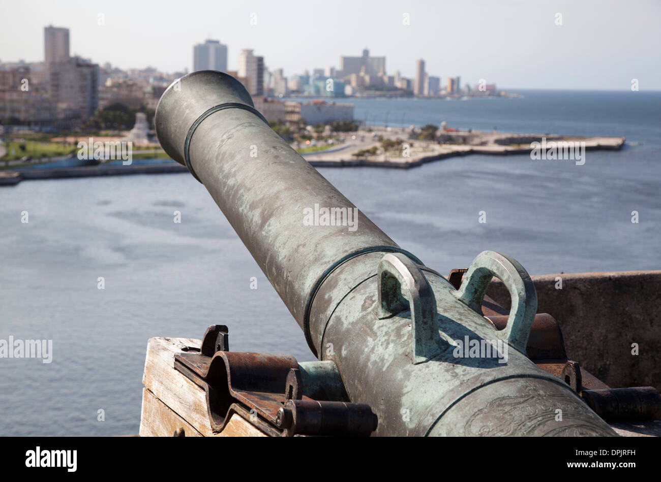Spanish colonial period bronze cannons overlooking Havana at Morro ...