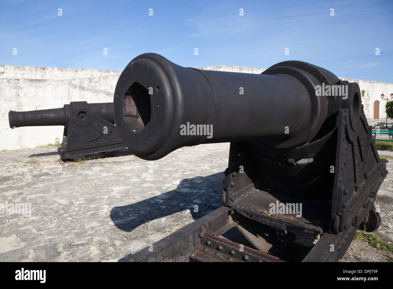 Rusting coast artillery cannons dating from the 1870s guarding the ...