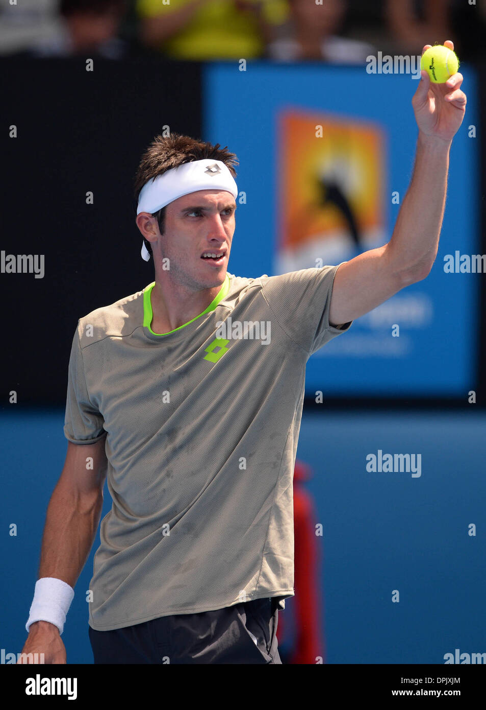 Melbourne, Australia. 15th Jan, 2014. Leonardo Mayer of Argentina ...