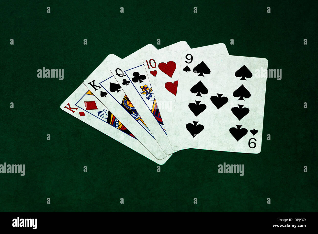 Poker Hands - One Pair 2. Closeup view of five playing cards forming ...