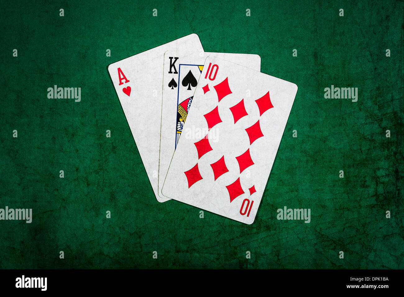 Twenty One 2. Closeup view of playing cards forming the blackjack ...