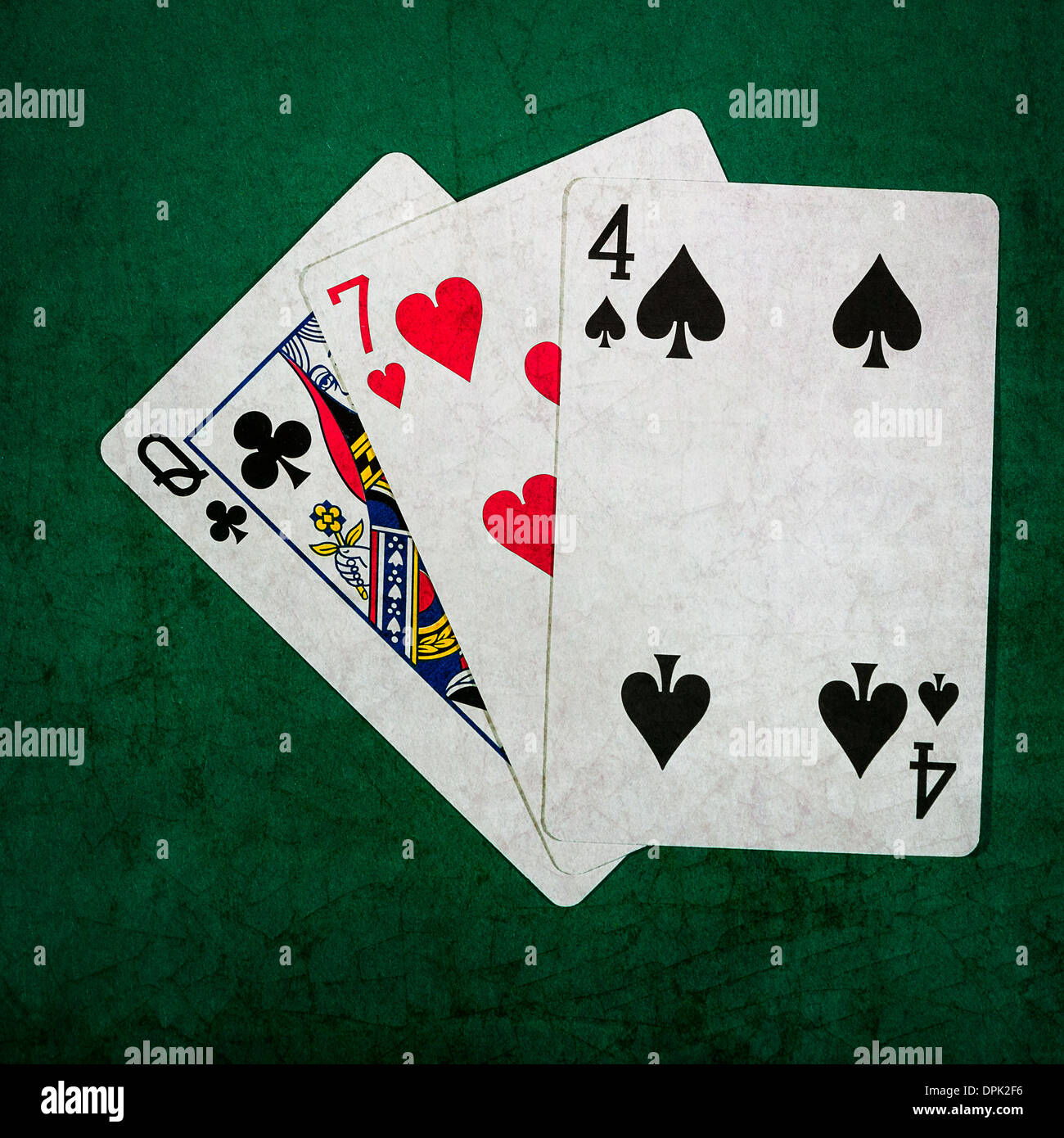 Twenty One 7 - Square. Closeup view of playing cards forming the ...