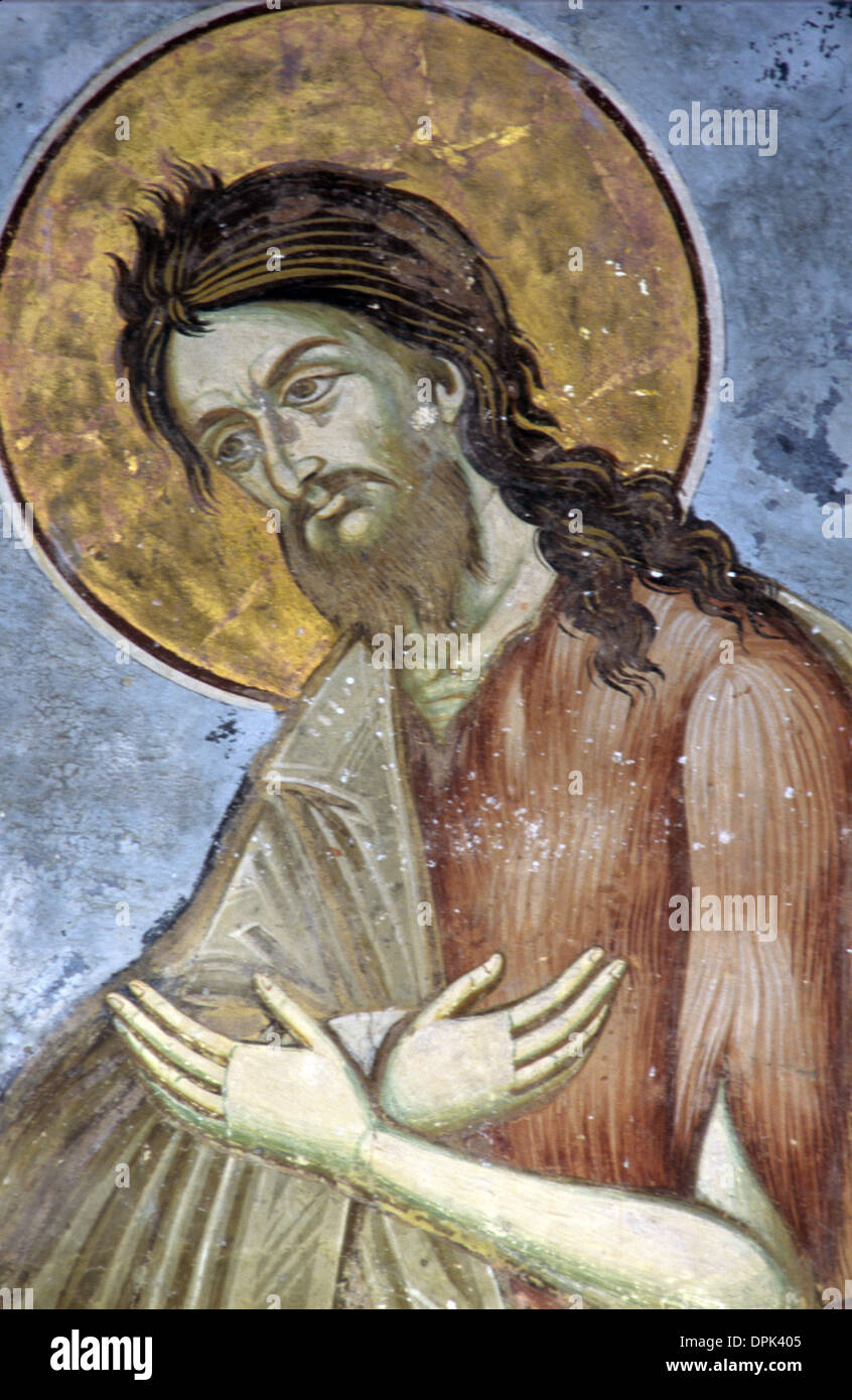 John the Baptist Byzantine Fresco or Wall Painting in Narthex of ...