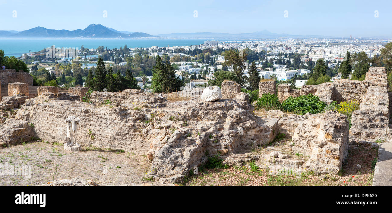 View of the city of Carthage from the Byrsa hill, from the side of the ...