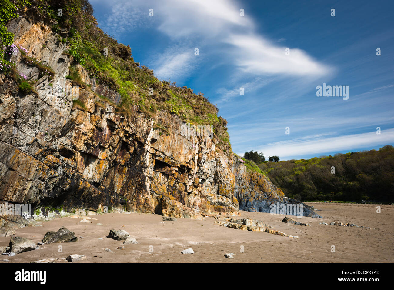 Small rocky cliffs of Ordovician marine sediments at Stradbally Cove ...