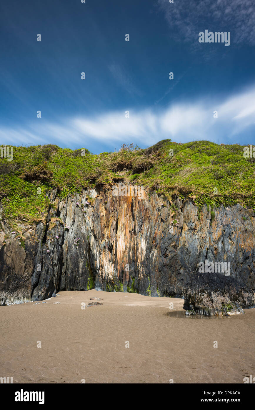 Small rocky cliffs of Ordovician marine sediments at Stradbally Cove ...