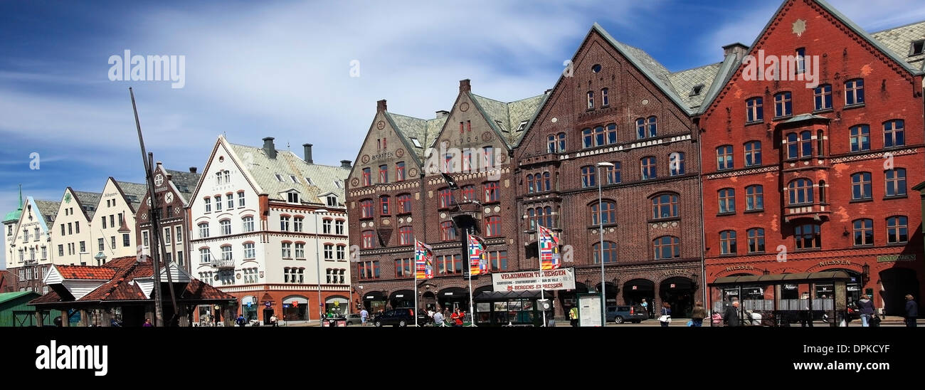 Old wooden Hanseatic buildings forming part of the Bryggen, a UNESCO ...