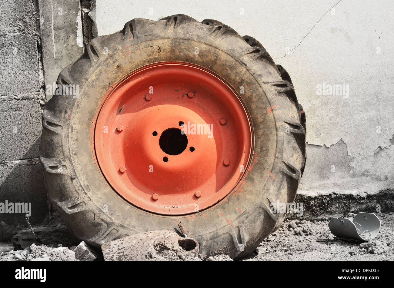 old tires with wall Stock Photo - Alamy