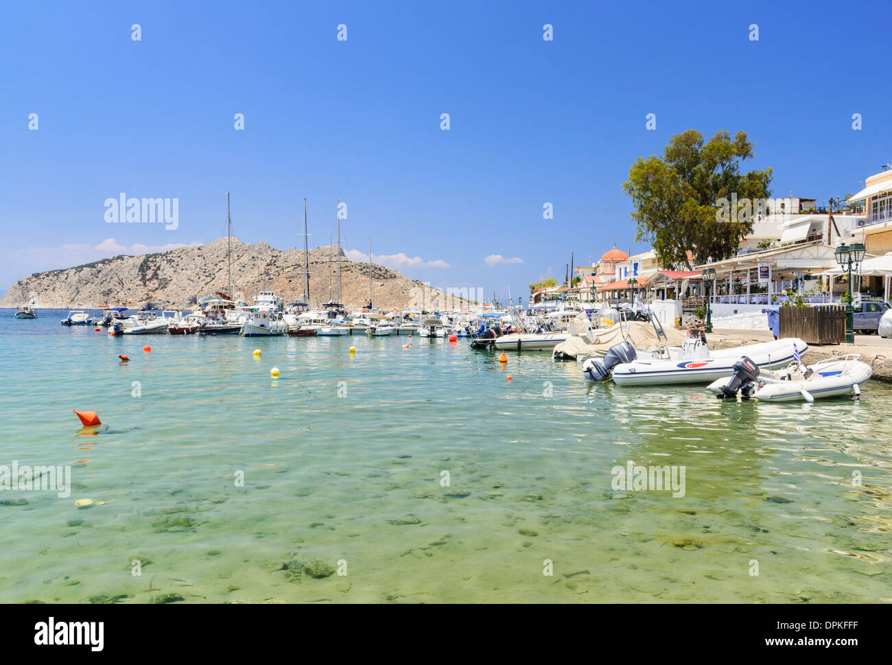 Pretty seaside town of Perdika on Aegina Island in the Saronic Gulf ...