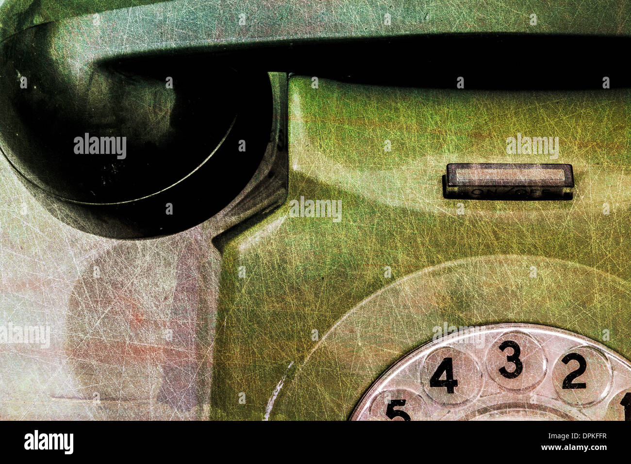 Green retro style GPO 746 telephone close up of dial and handset Stock ...