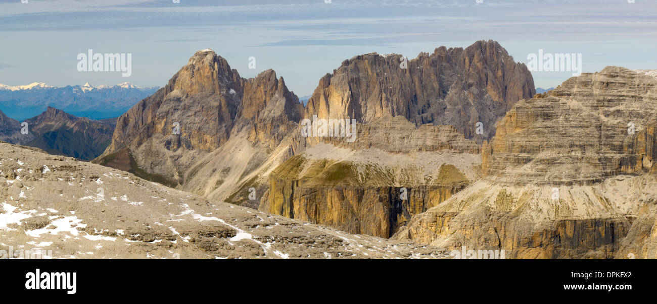 panorama view to alps dolomites at sella peak Stock Photo - Alamy