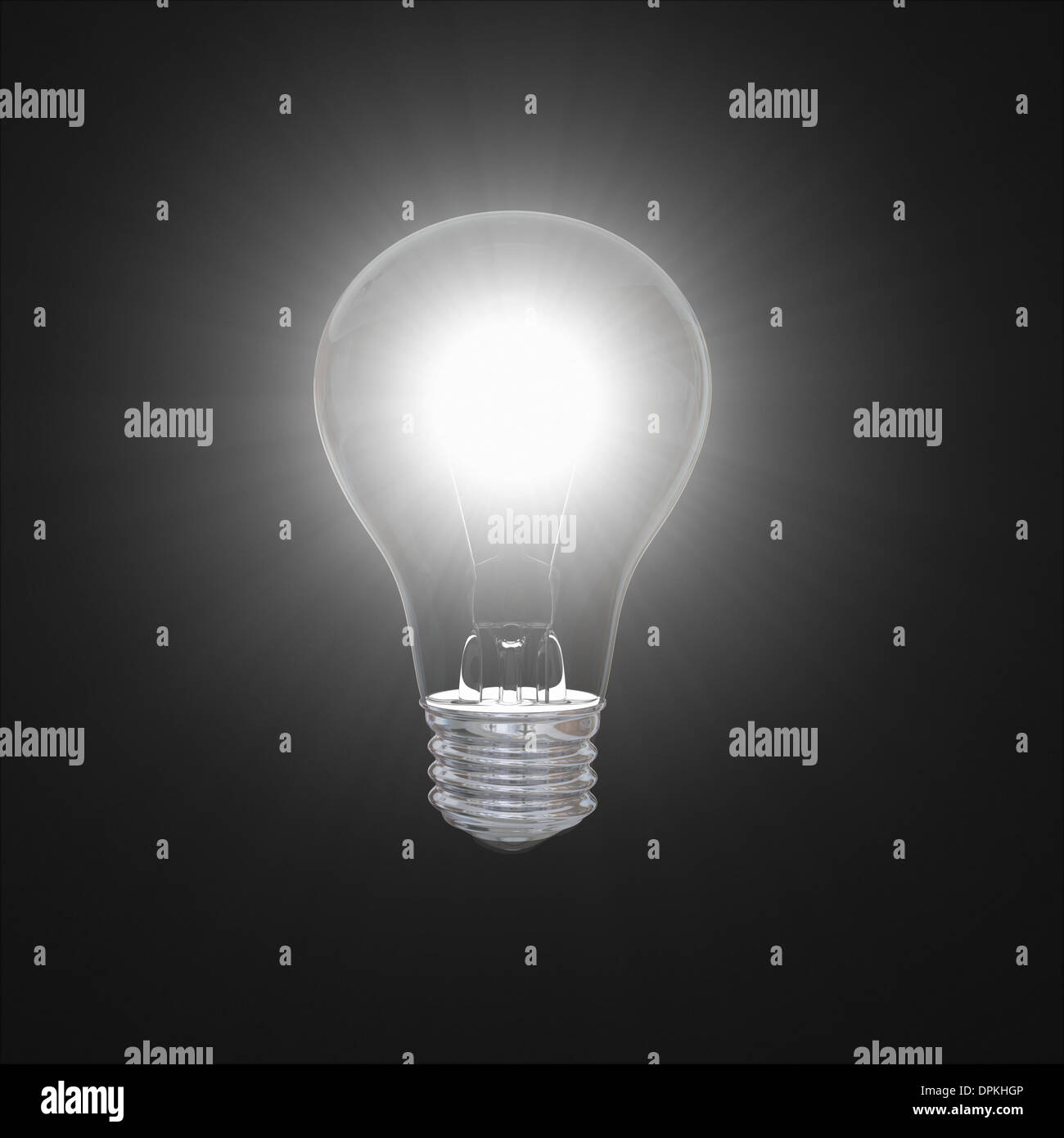 Shining lightbulb illustration isolated on black background Stock Photo ...