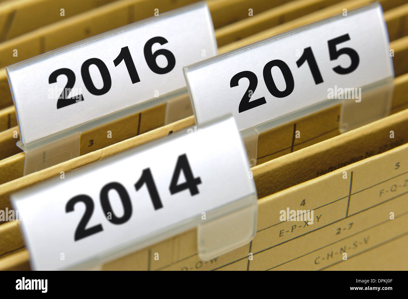 folders marked with years 2014, 2015 and 2016 Stock Photo - Alamy